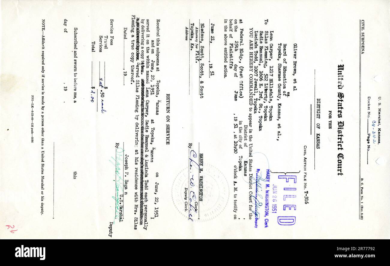 Subpoena for Lena Carper, Silas Flemming, Sadie Emanuel, and Lucinda ...