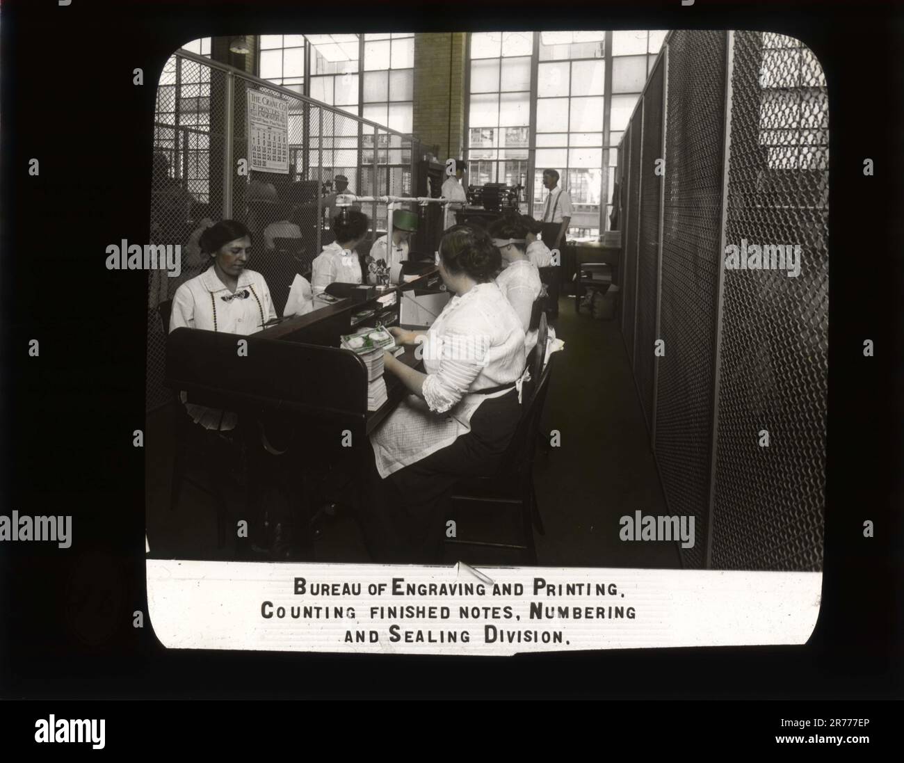 Photograph of Female Employees Counting Finished Notes. Bureau of ...