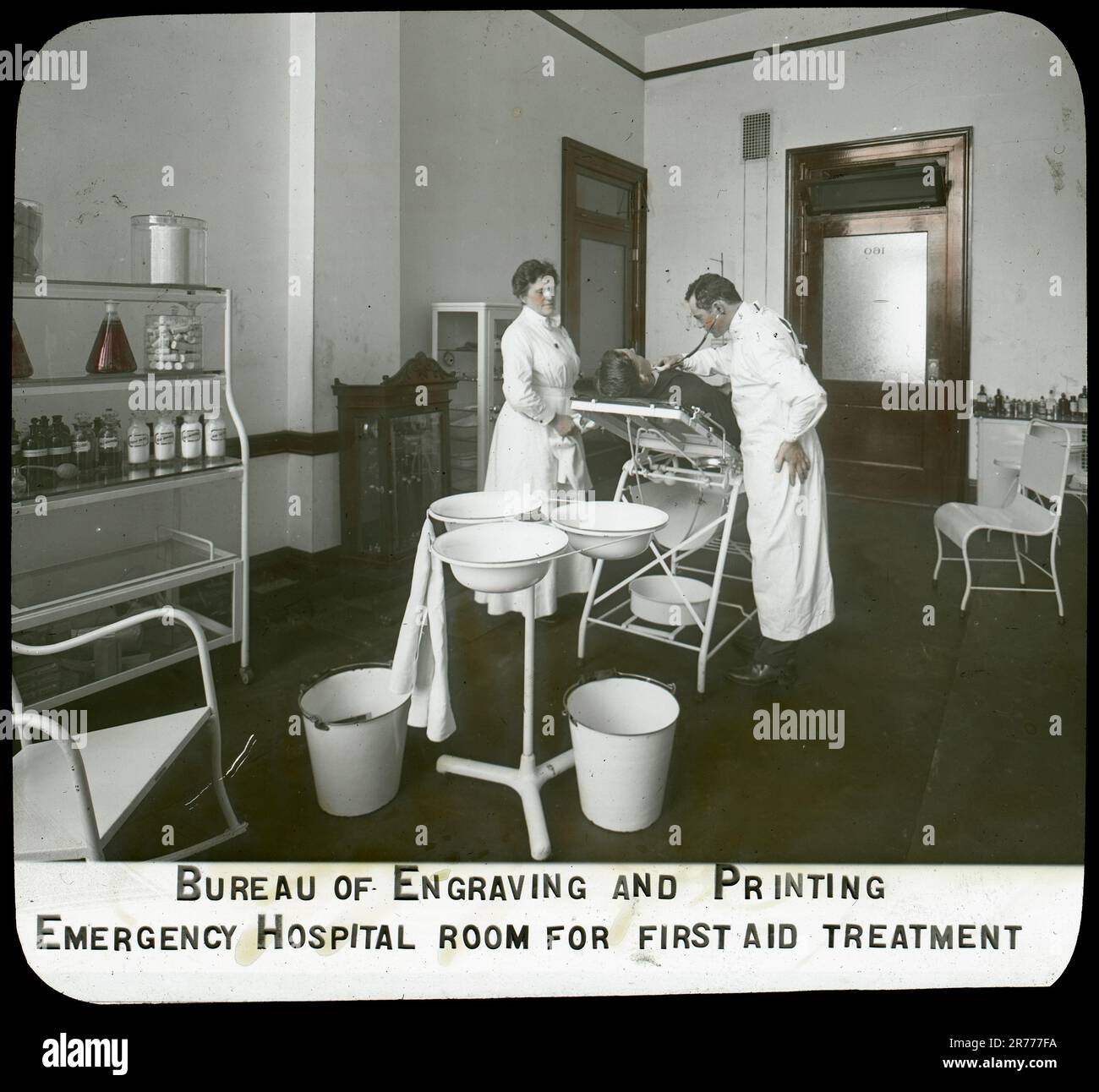 Emergency Hospital Room for First Aid Treatment. Bureau of Engraving ...