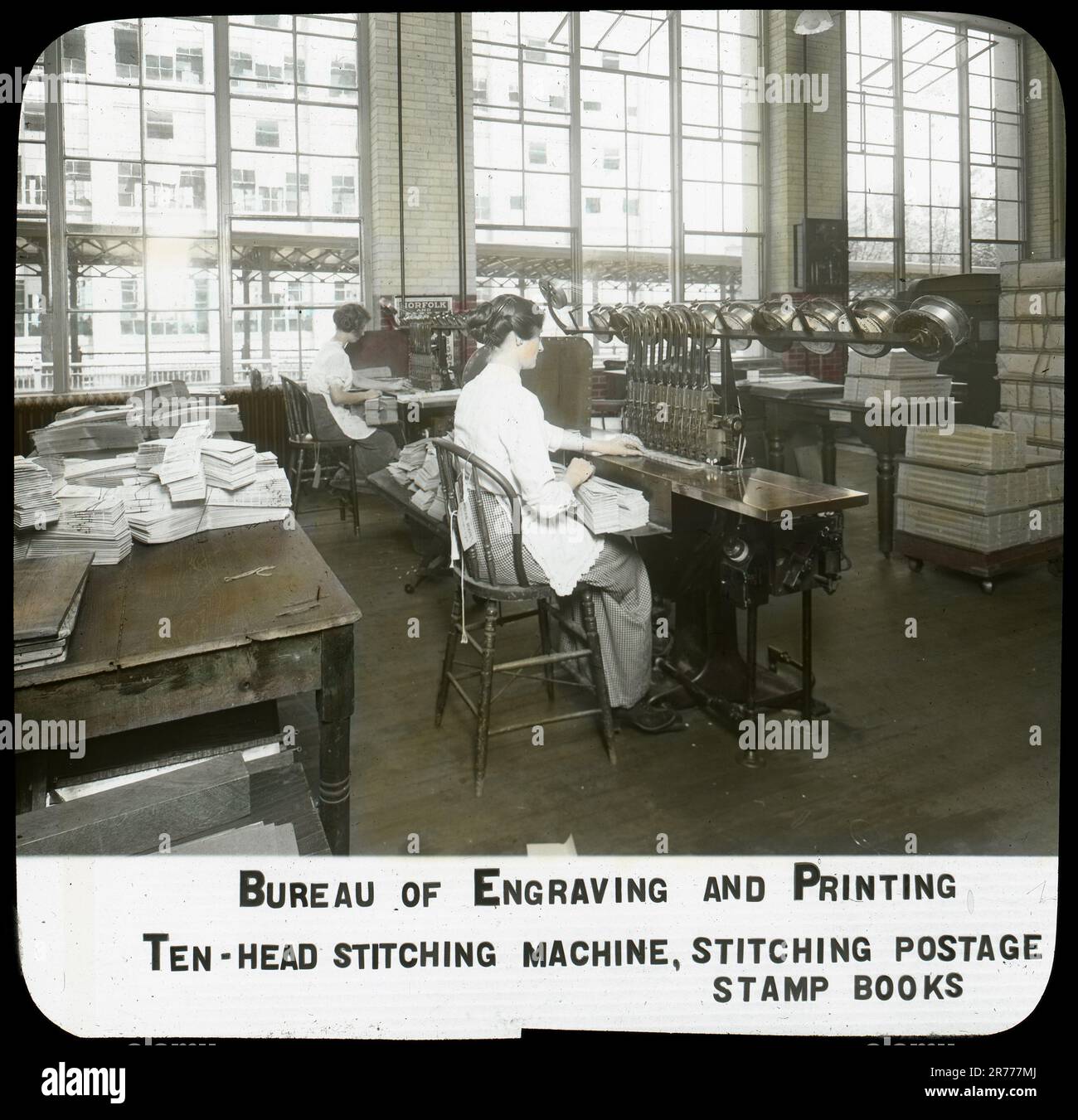 Ten-Head Stitching Machine, Stitching Postage Stamp Books. Bureau of ...