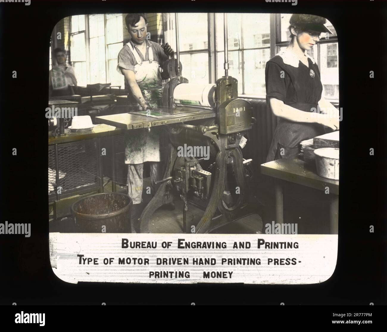 Photograph of Employees Operating a Type of Motor-Driven Hand Printing ...