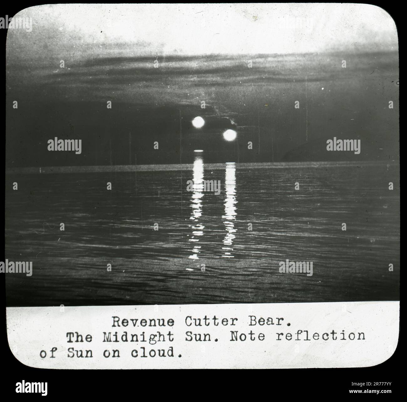 Revenue Cutter Bear, The Midnight Sun, Note reflection of Sun on cloud ...
