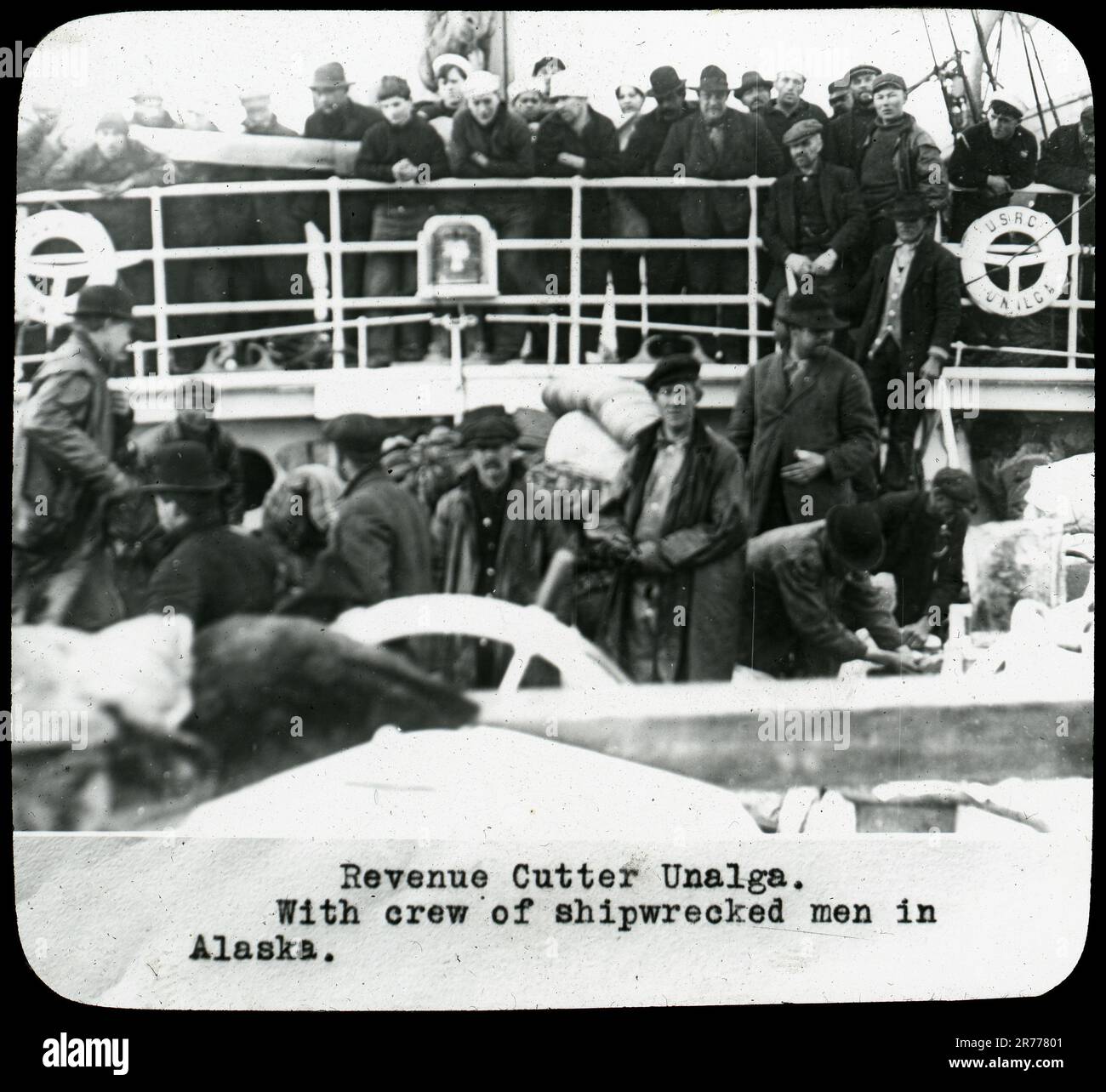 Revenue Cutter Unalga, With crew of shipwrecked men in Alaska ...