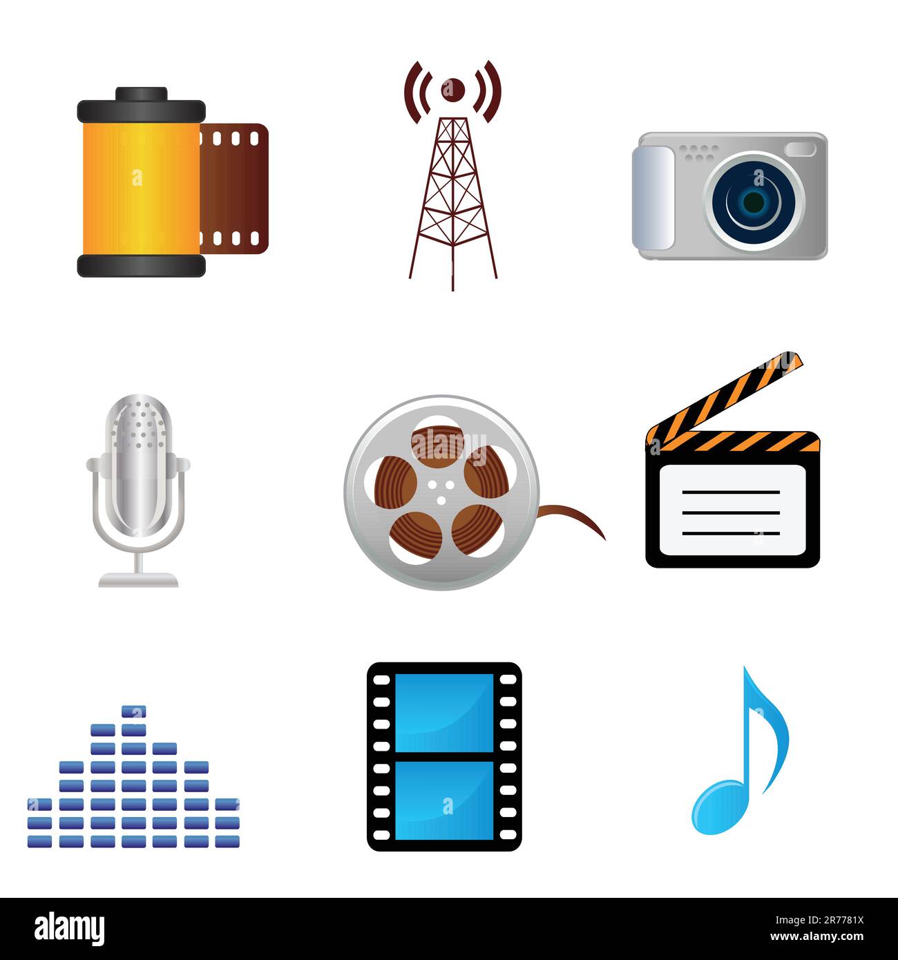 Film, music, photography related media icons Stock Vector Image & Art ...