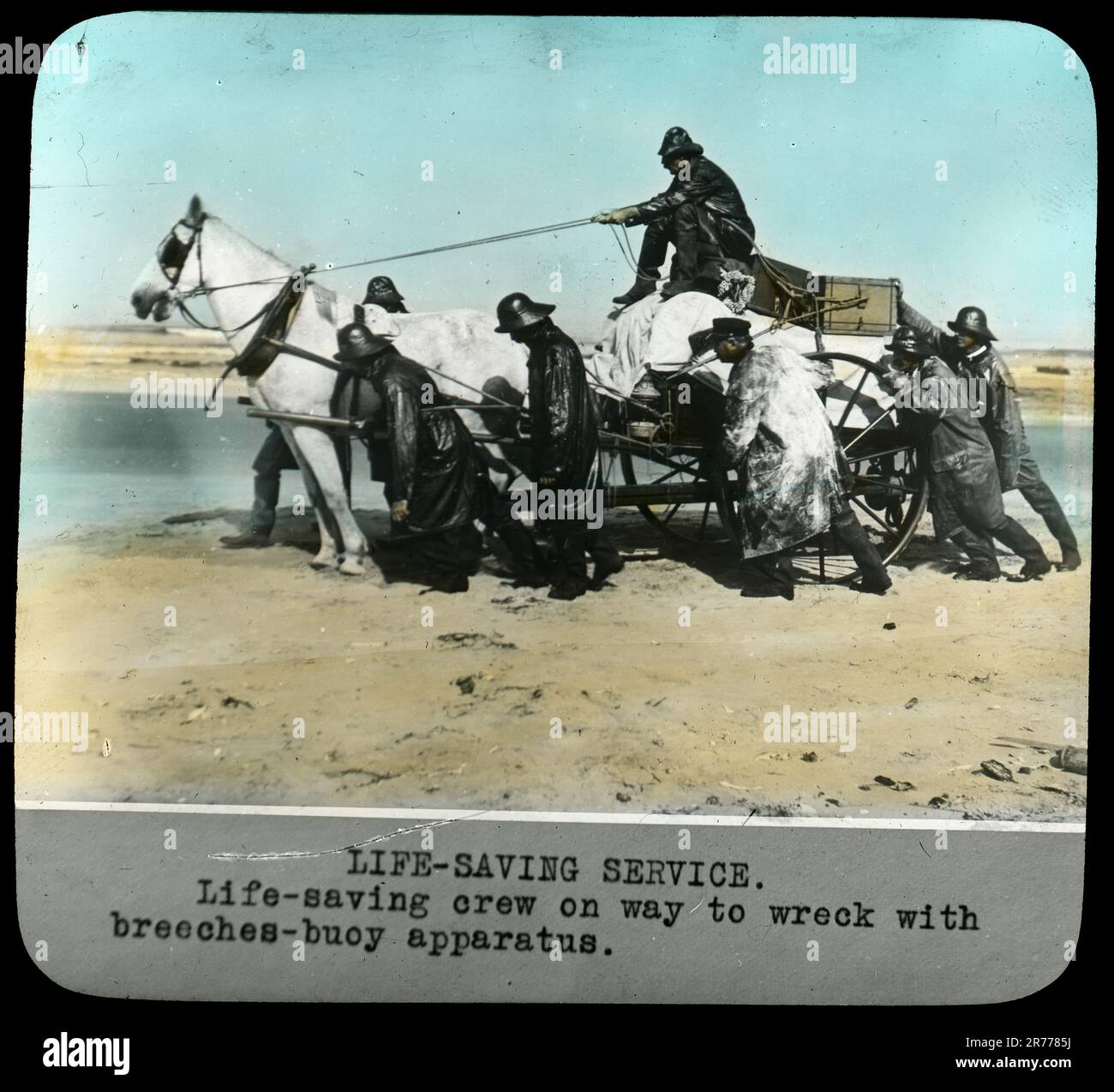 Life-Saving Crew On Way to Wreck With Breeches-Buoy Apparatus ...