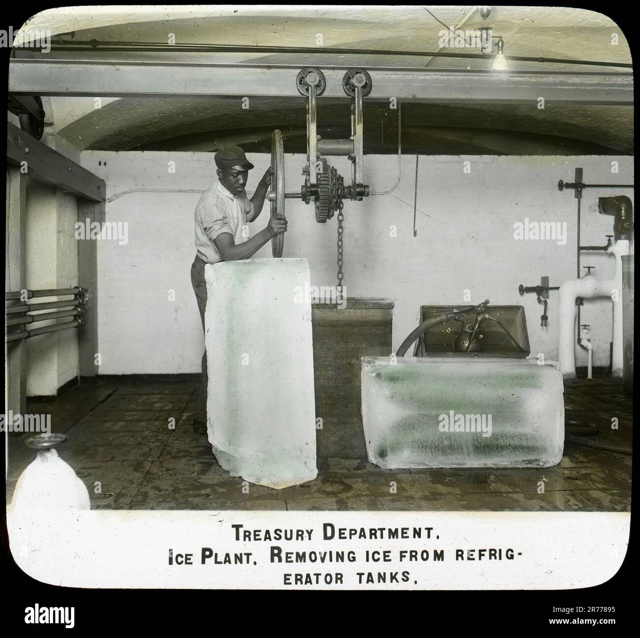 Treasury Department- Ice plant removing ice from refrigerator tanks ...