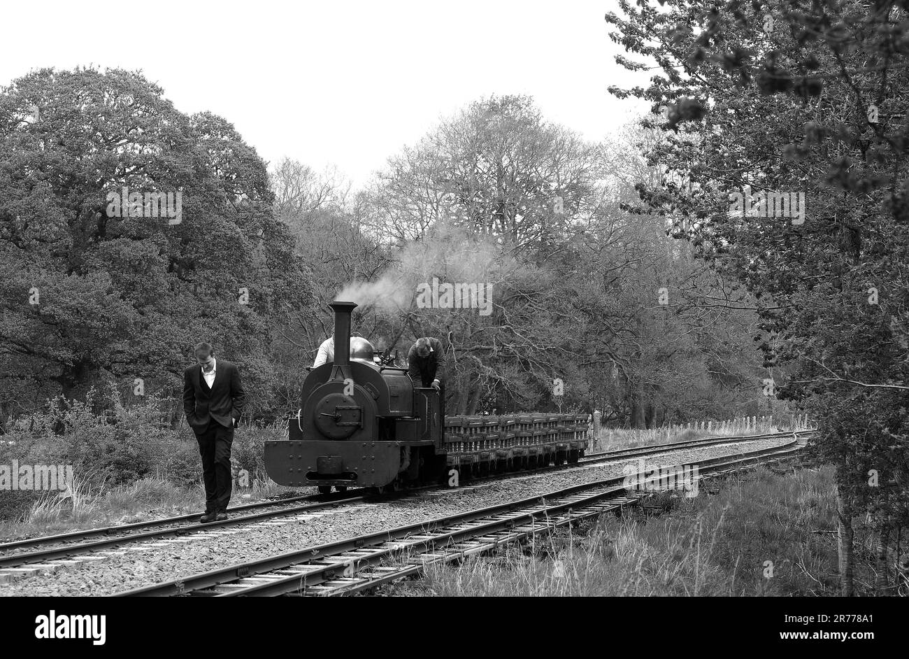 "Winifred" and train at Llangower Stock Photo - Alamy