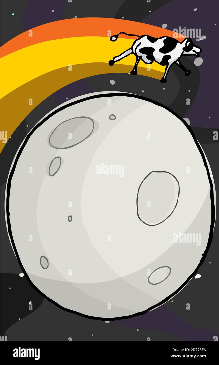Happy cow leaps over the moon with the Milky Way Galaxy in the ...