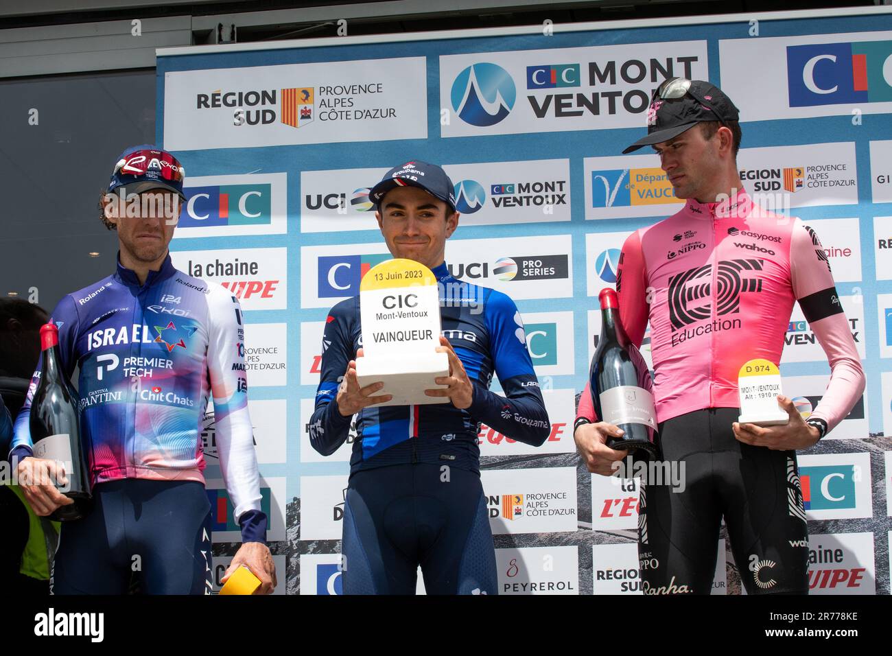 Mount Ventoux, France. 13th June, 2023. (L-R): Michael Woods (Israel ...