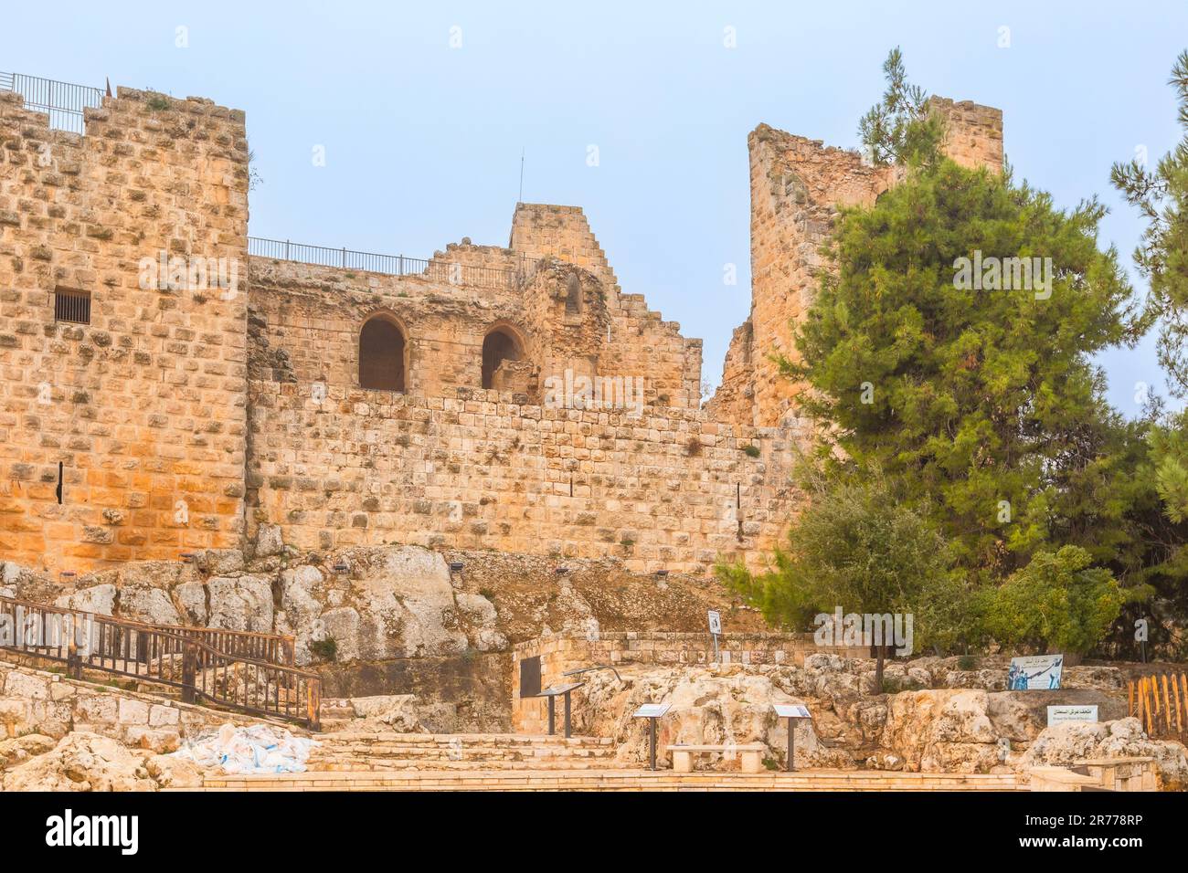 Ajloun Castle, Jordan - November 8, 2022: Entrance and view of Ajloun ...
