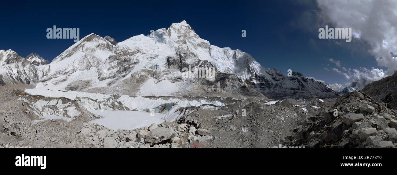 Panoramic view of Everest Base Camp and Khumbu Glacier Stock Photo - Alamy