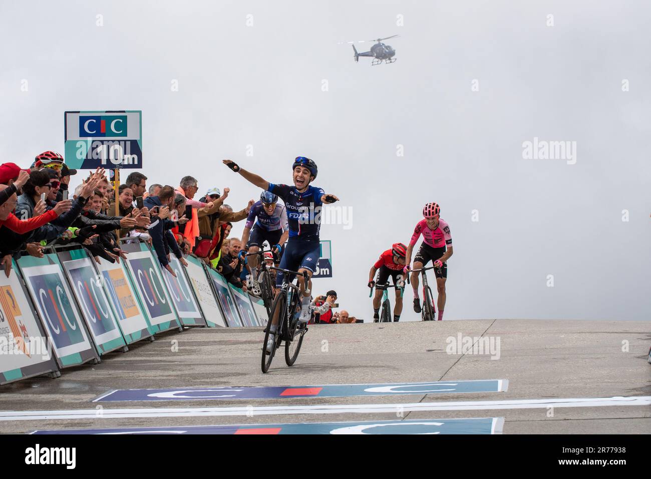 Mount Ventoux, France. 13th June, 2023. Young French rider Lenny ...