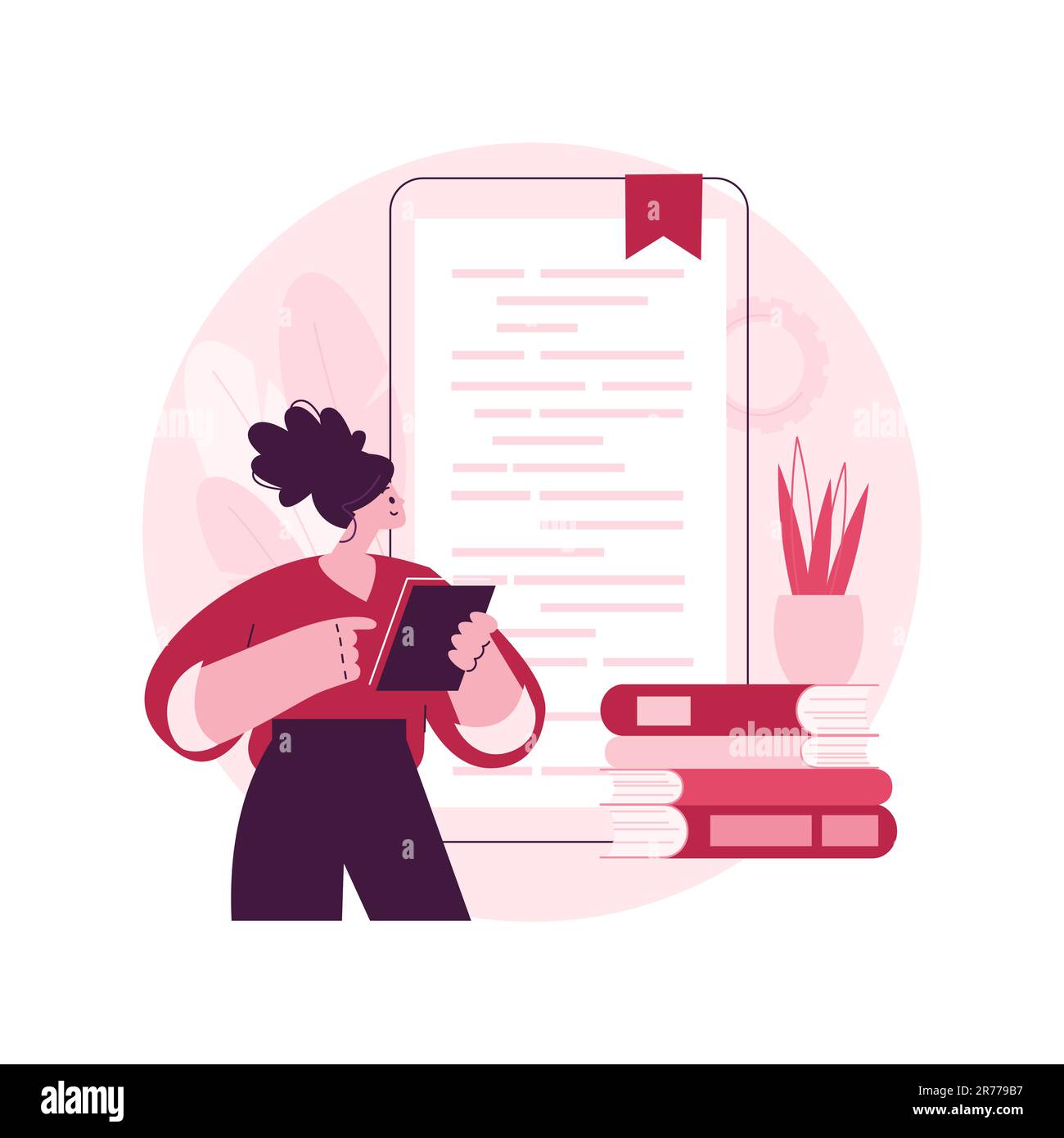 Digital reading abstract concept vector illustration. E-classroom ...