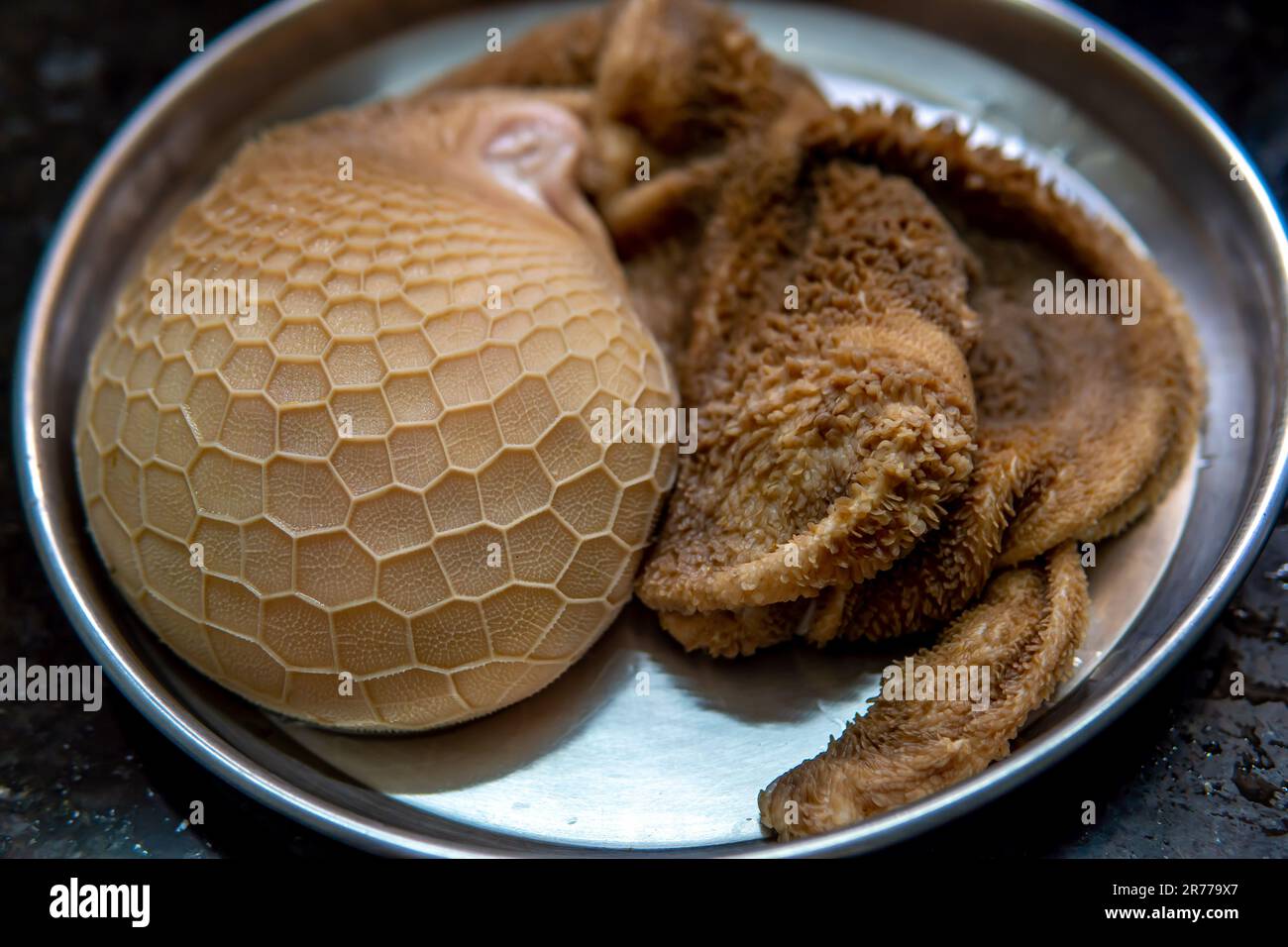 The cleaned mutton tripe and stomach are ready to be prepared as a ...