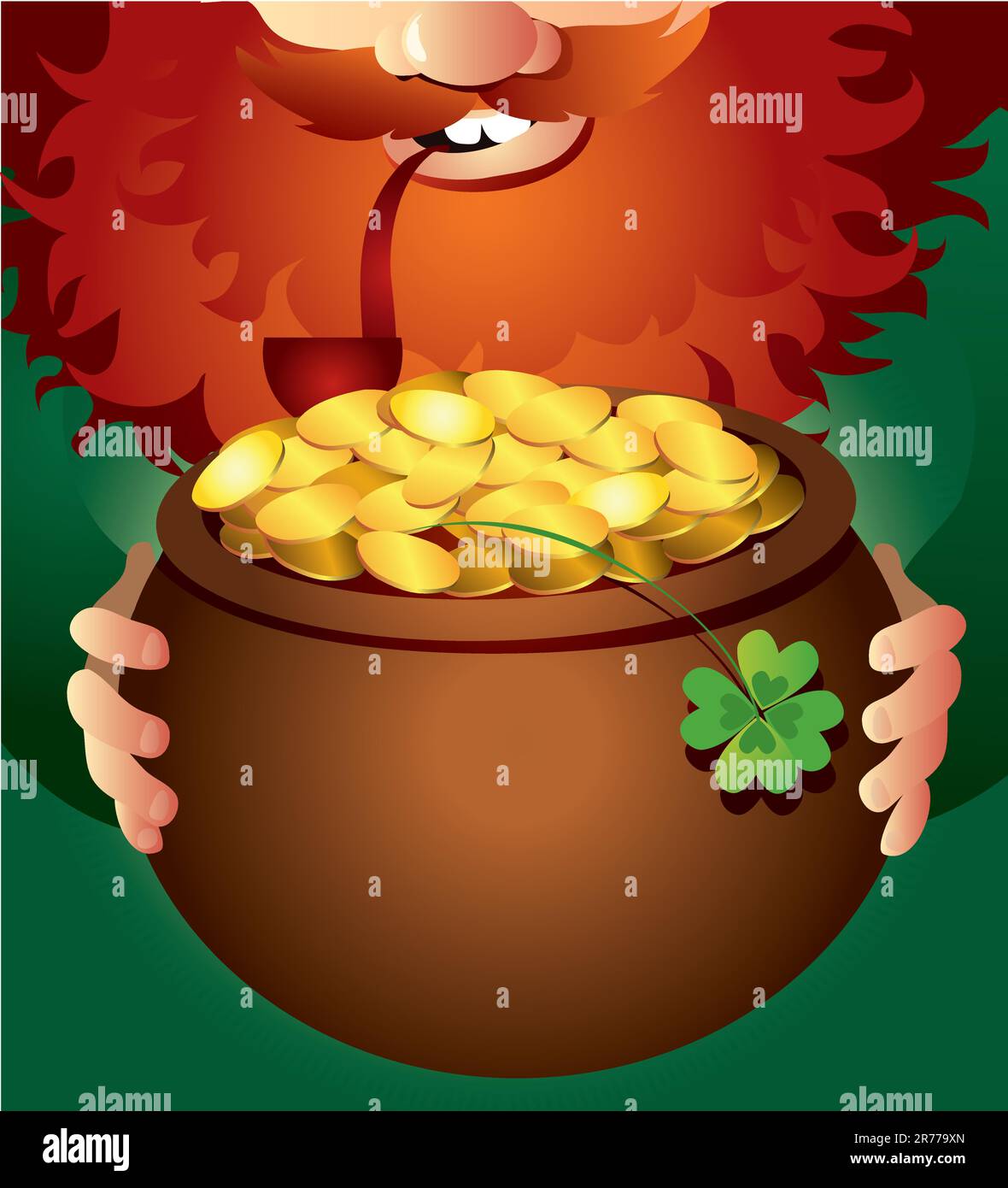 Vector illustration of leprechaun holding pot of gold Stock Vector ...