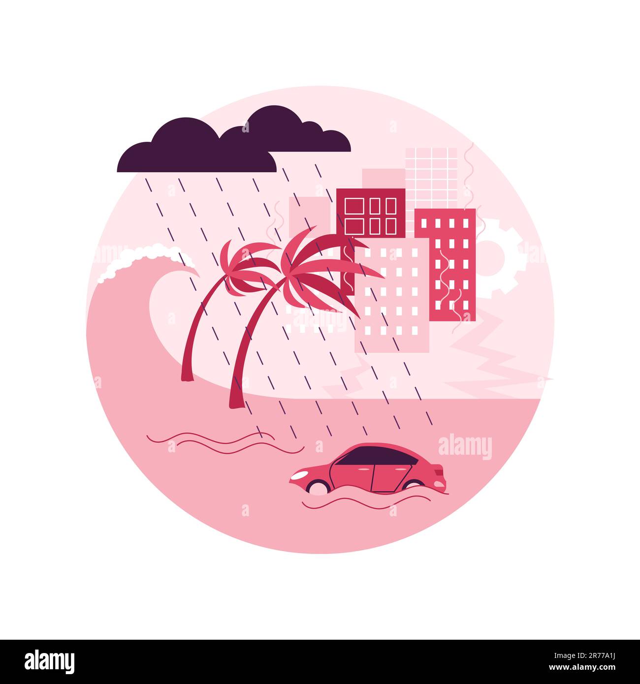 Flood abstract concept vector illustration. Natural disaster, water flow, heavy rainfall ...