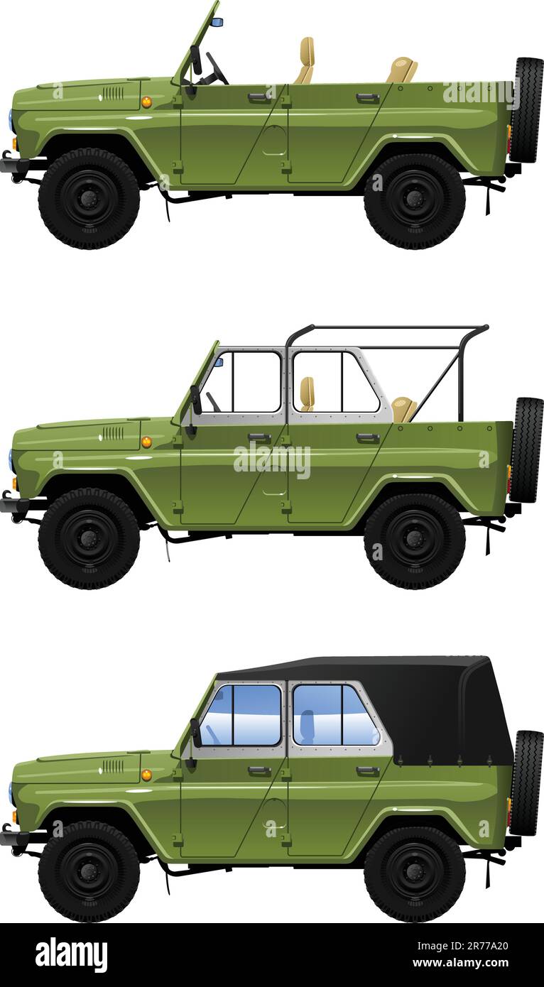 Vector color illustration of military off-road vehicle. Simple ...
