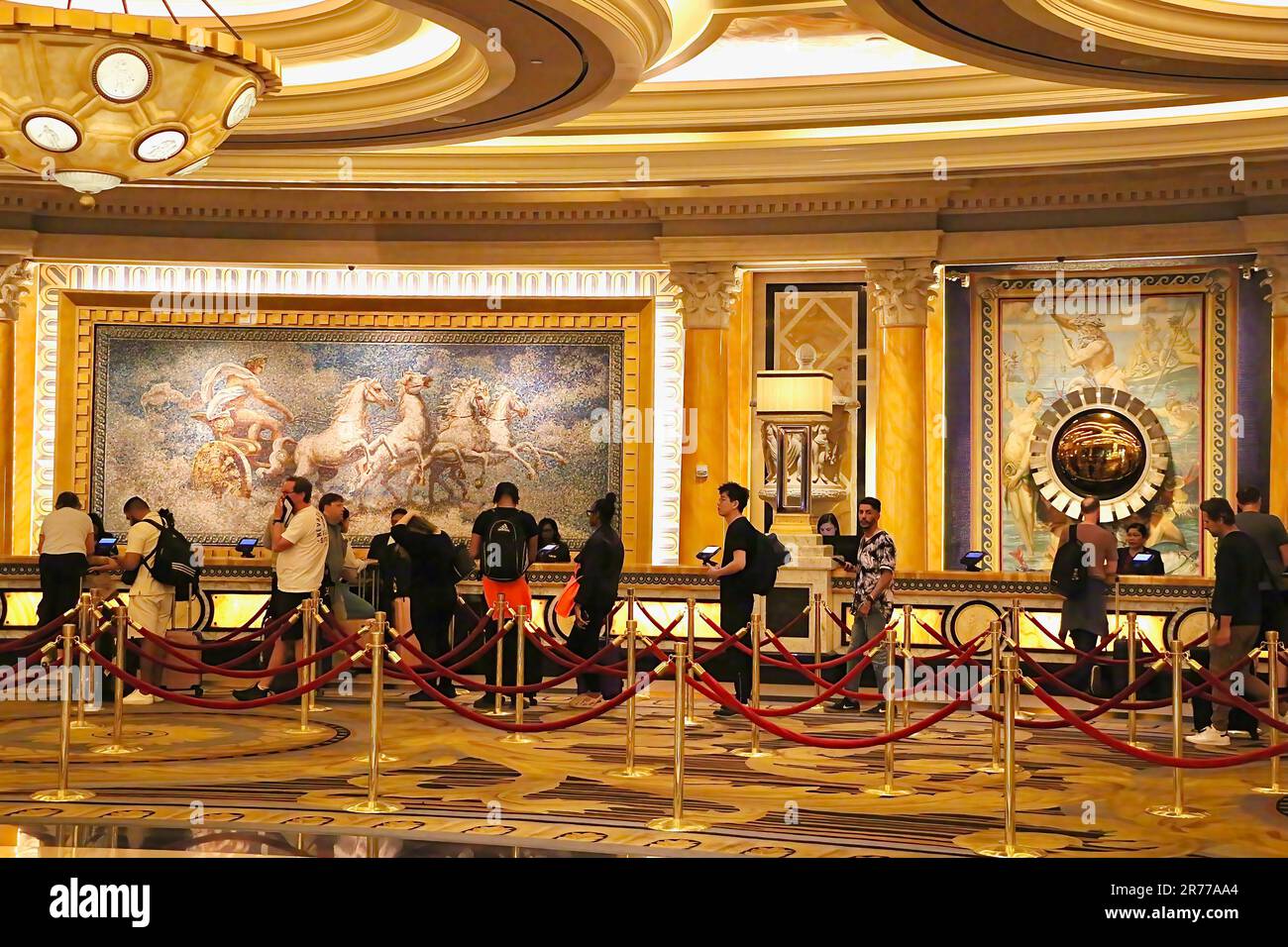Queue at reception Caesars Palace Hotel and Casino Las Vegas Nevada USA ...