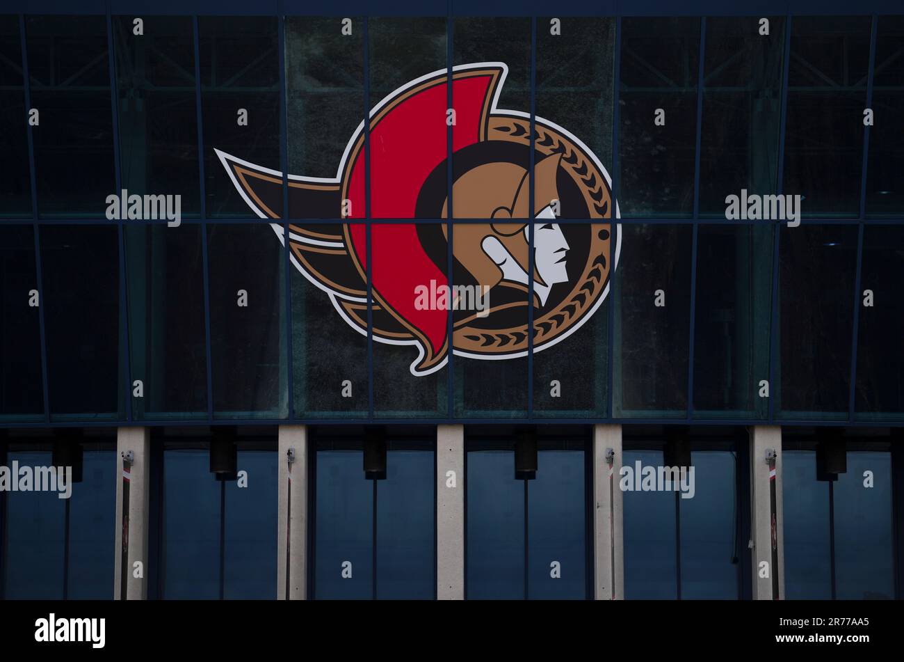 Ottawa Senators logo is displayed outside the Canadian Tire Centre ...