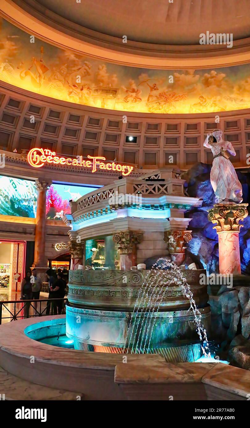 The Cheesecake Factory sign in the shopping malls of Caesars Palace ...