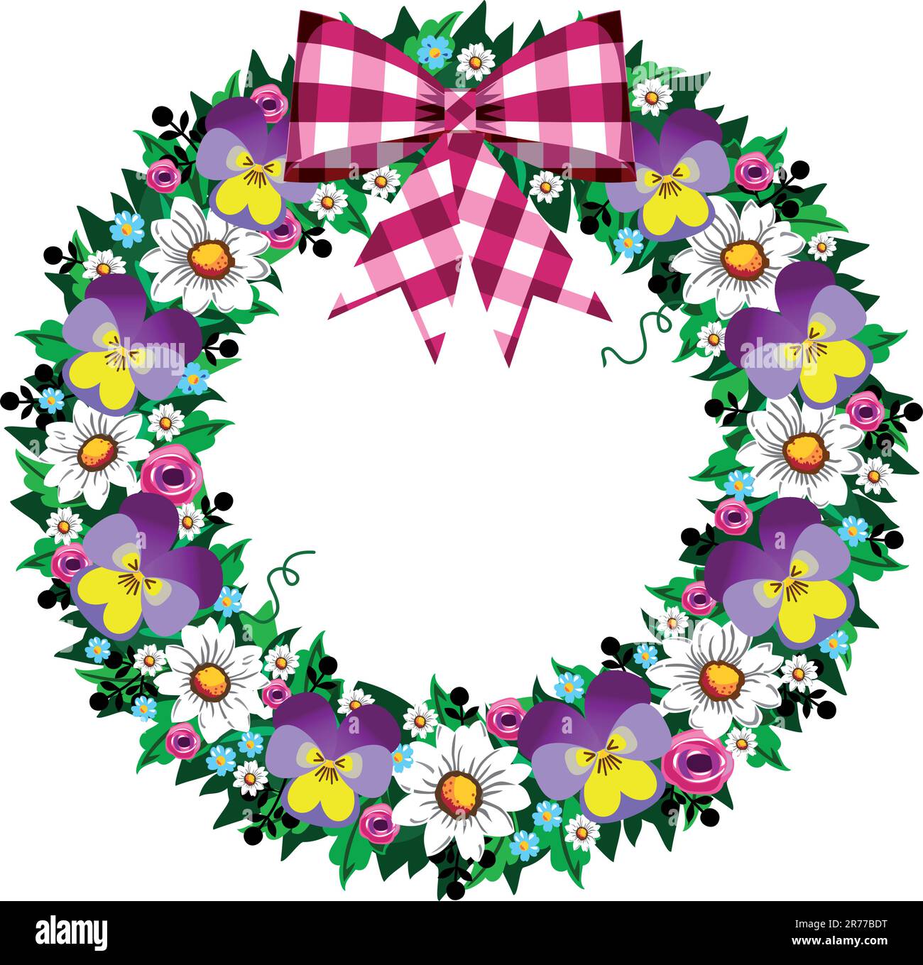 Spring flowers colorful wreath, isolated on white background Stock ...