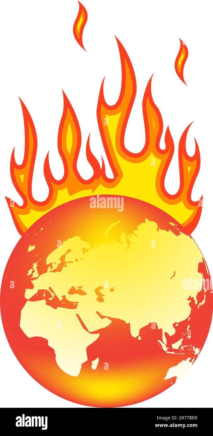 Earth On Fire. Isolated on a white background Stock Vector Image & Art ...