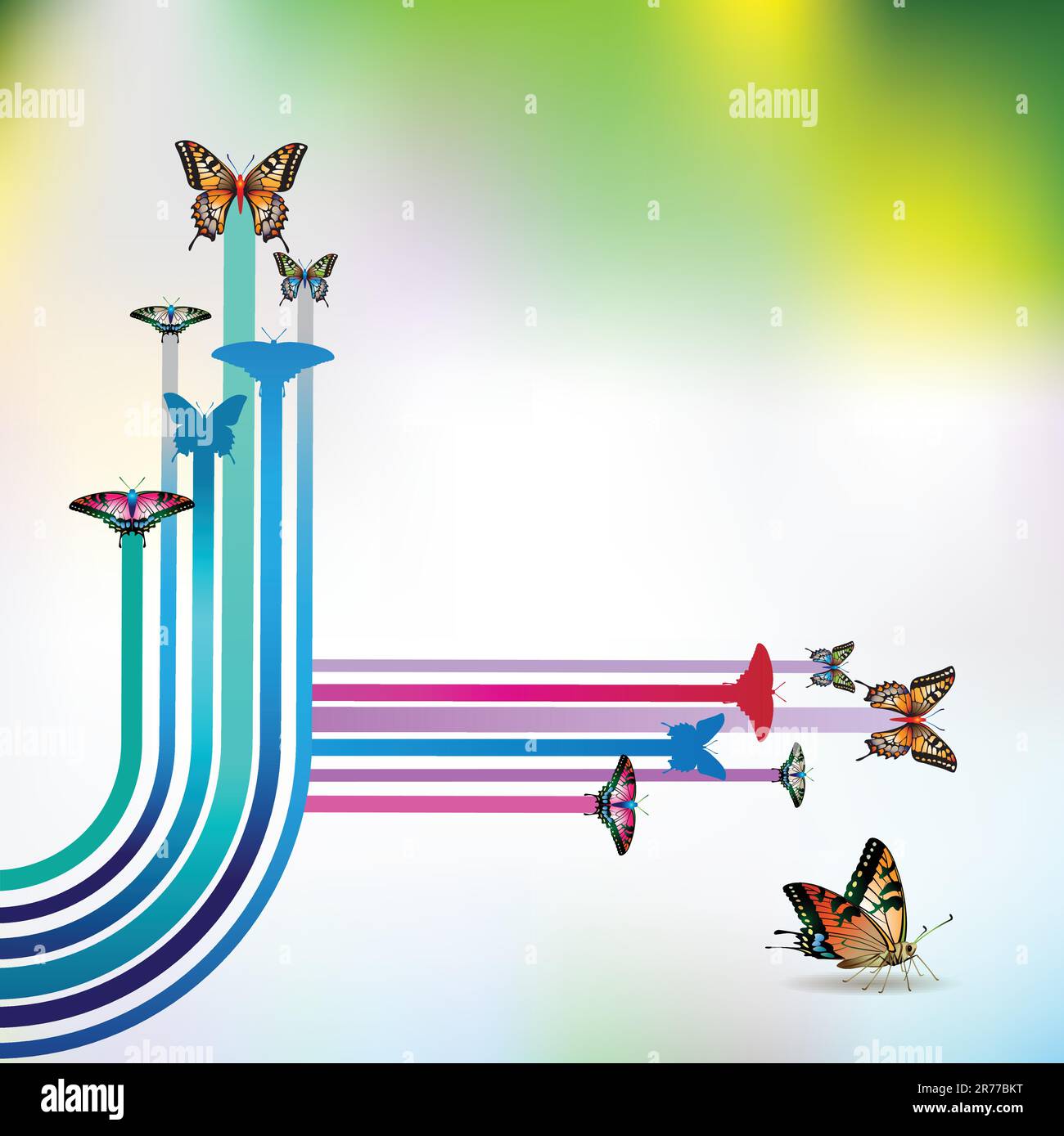 Springtime background with butterflies, vector illustration Stock ...