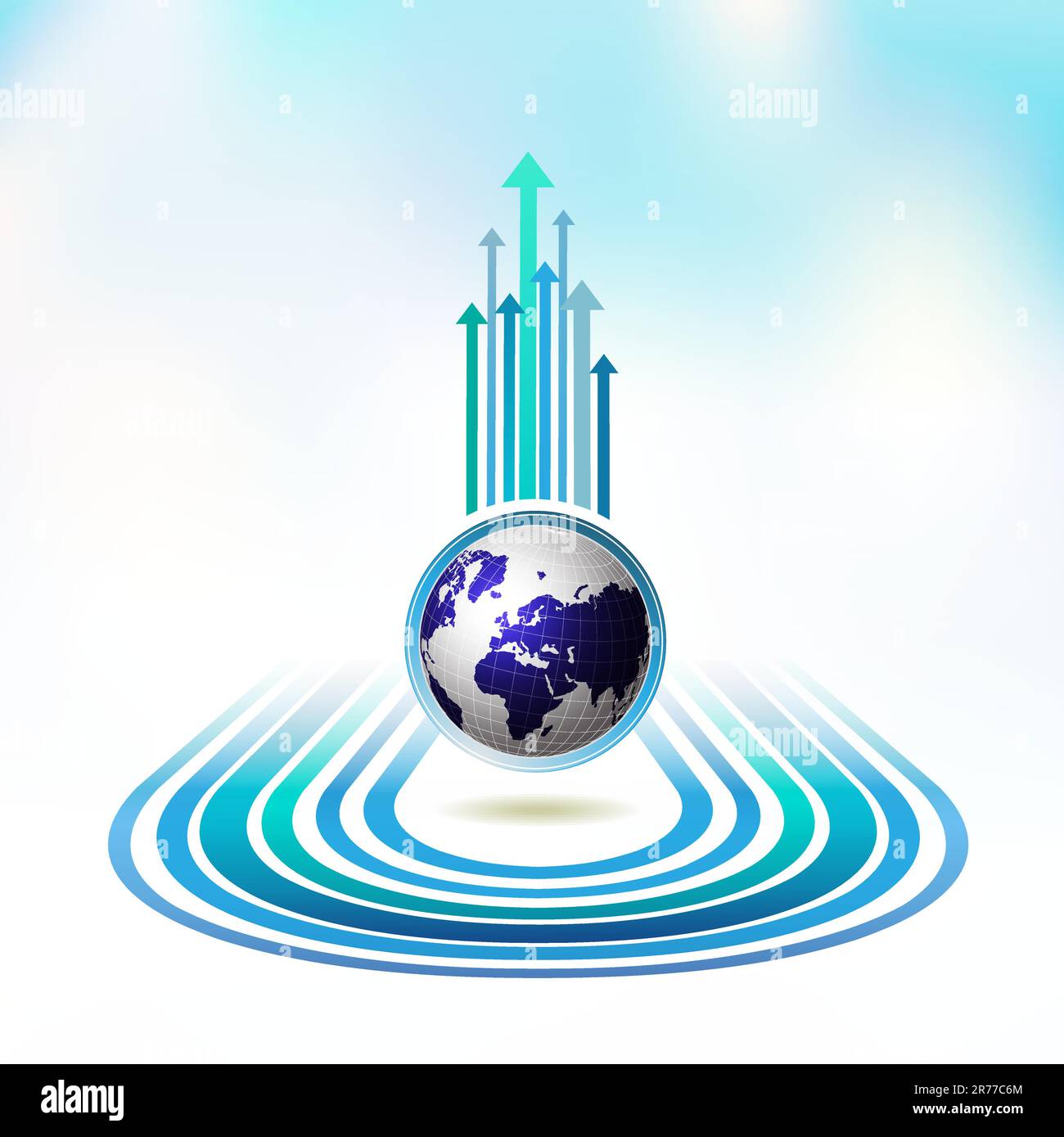 Blue Earth with colored arrows Stock Vector Image & Art - Alamy