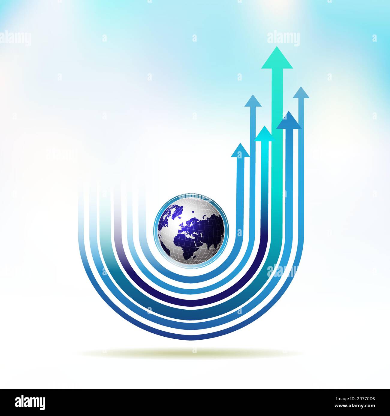 Blue Earth with colored arrow over sky background Stock Vector Image ...