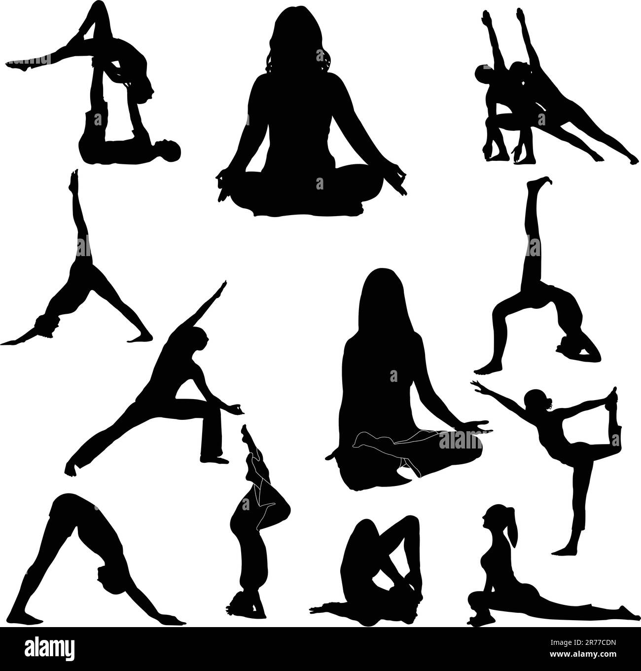 yoga silhouettes - vector Stock Vector Image & Art - Alamy