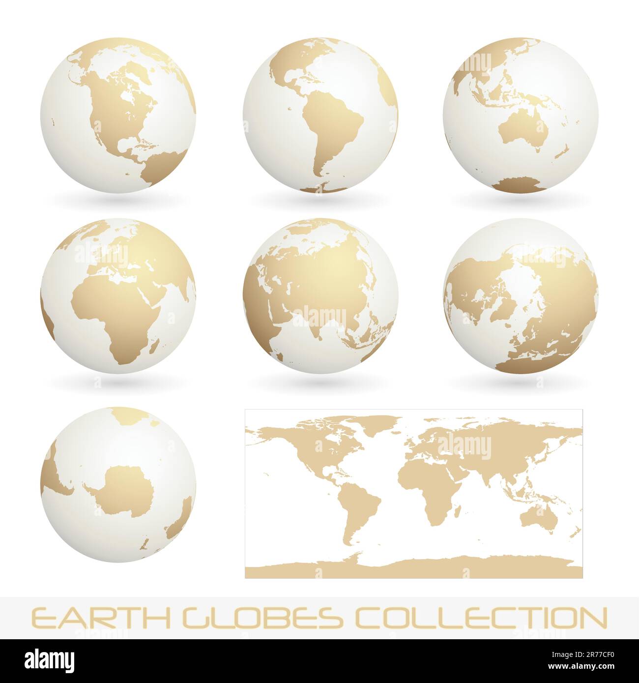 collection of earth globes isolated on white, vector illustration Stock ...