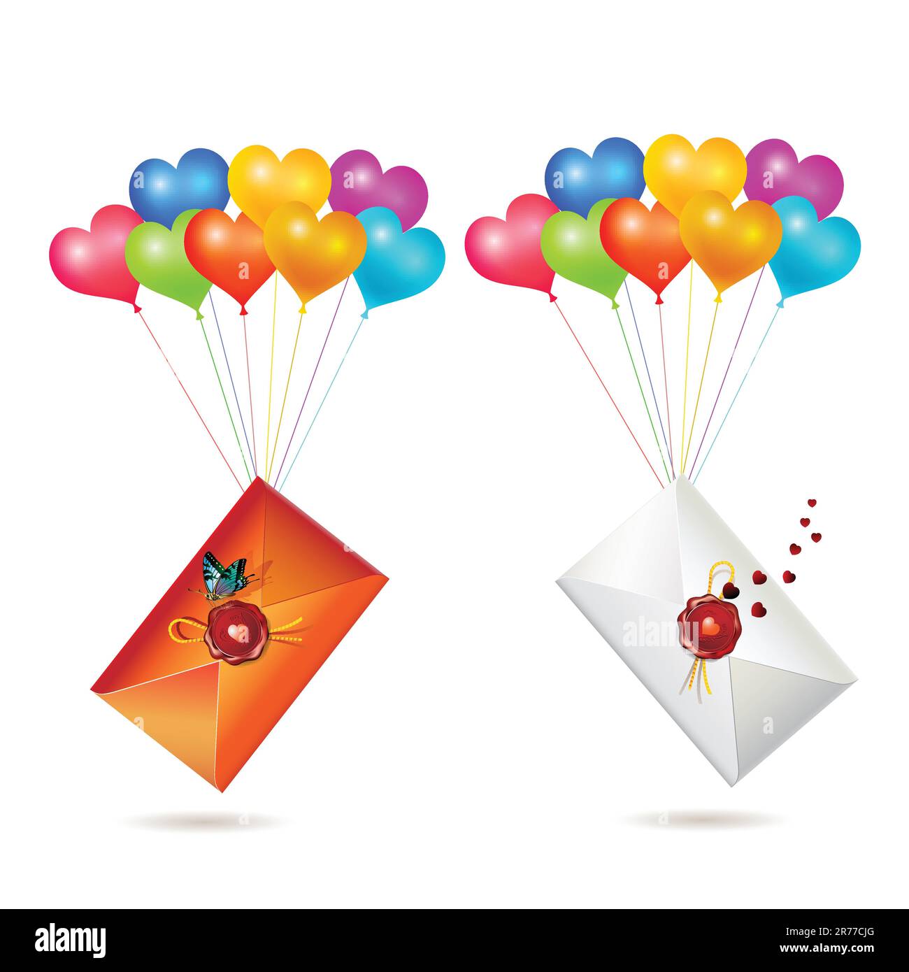 Back of envelope with seal raised by balloons, for Valentine's day ...