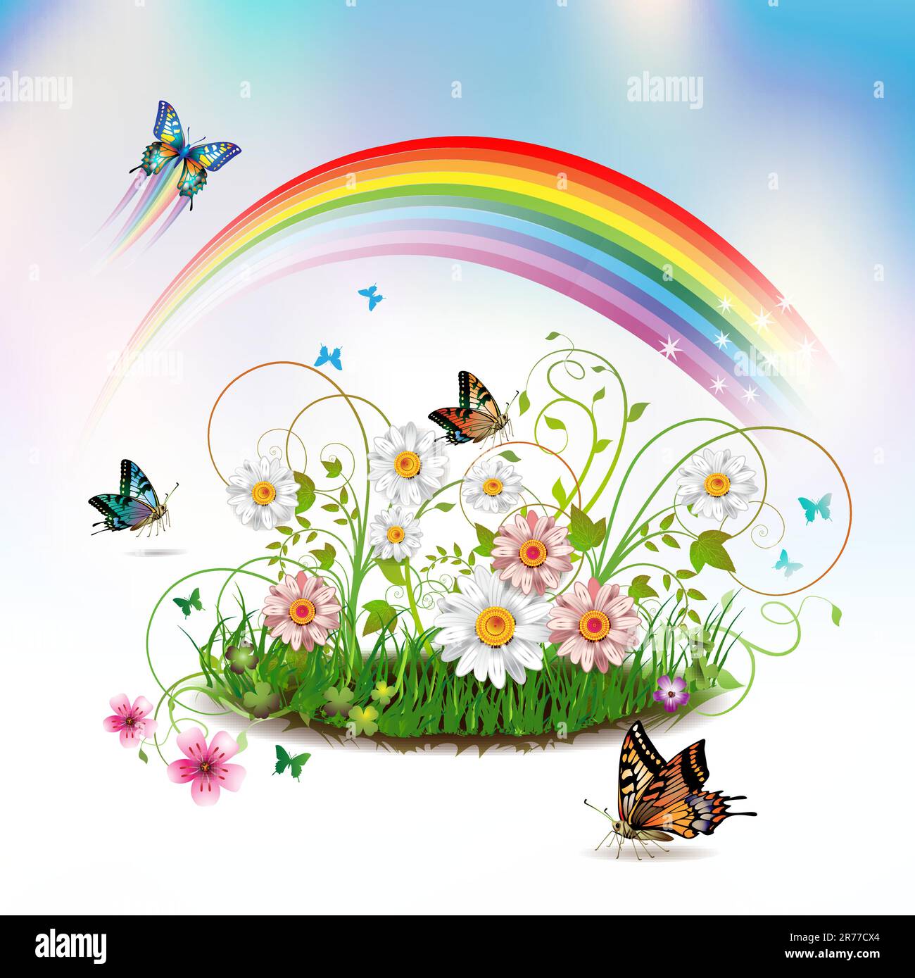 Field of flowers in bloom Stock Vector Images - Alamy