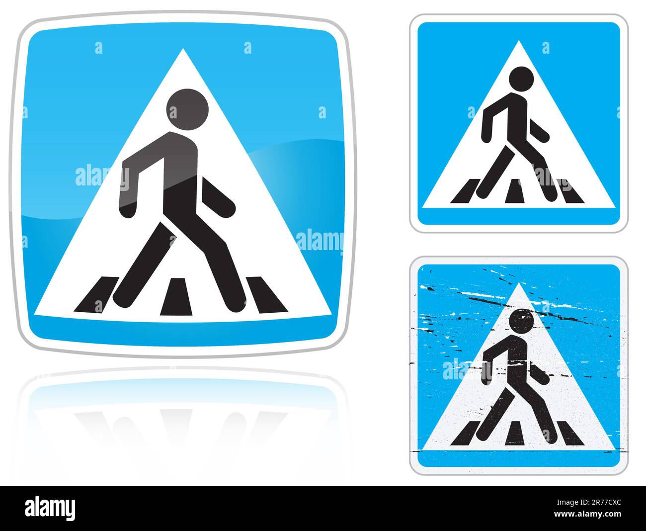 Set of variants a Crosswalk road sign isolated on white background ...