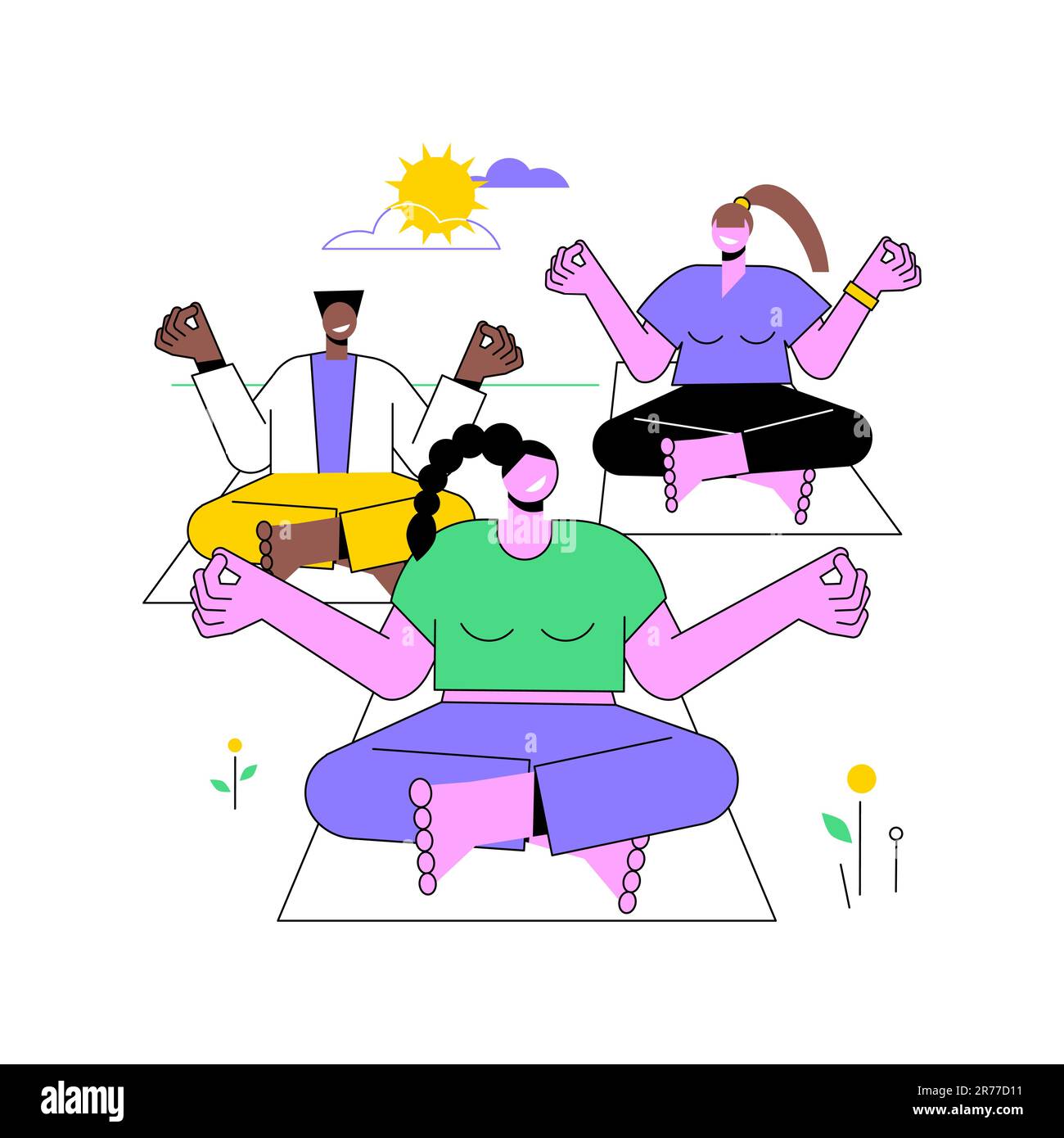 Park yoga isolated cartoon vector illustrations. Group of people do ...