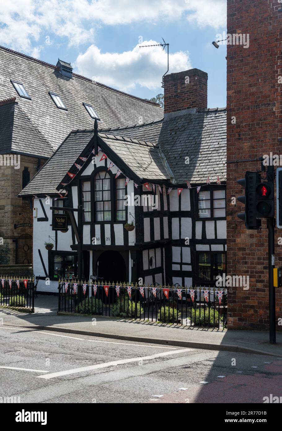 Oswestry, Shropshire - 12 May 2023: Historic Black Gate restaurant or ...