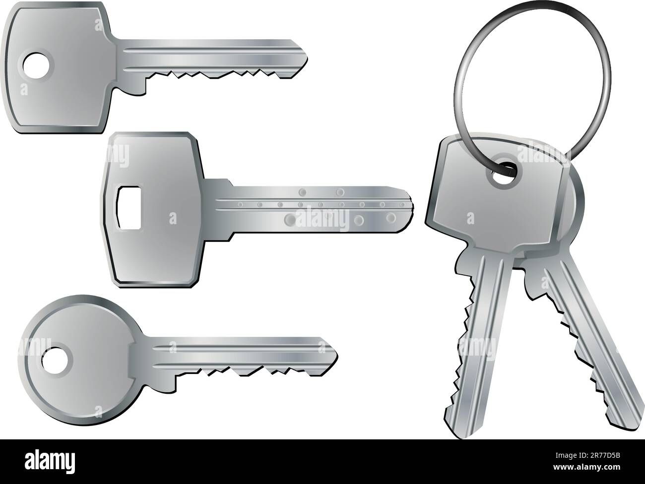 illustration of different kind of keys with and without keyring Stock ...