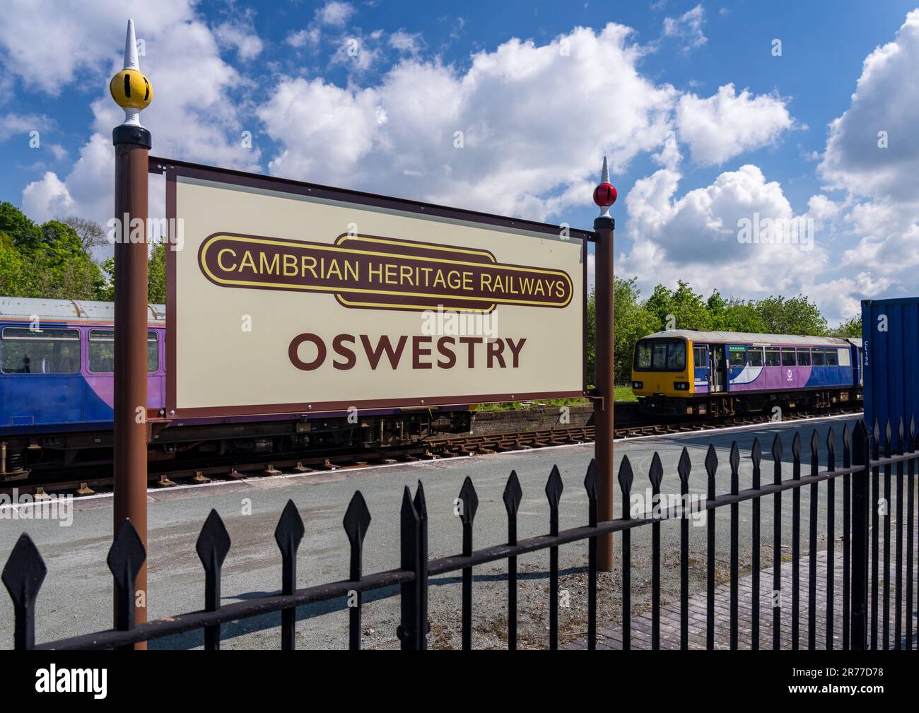 Oswestry, Shropshire - 12 May 2023: Sign on platform for Cambrian ...