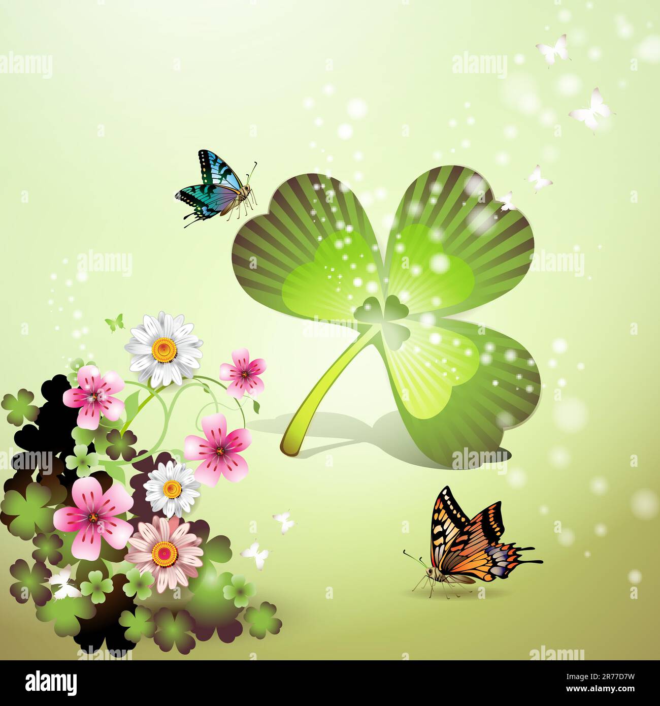 St. Patrick's Day background with flowers and butterflies Stock Vector ...