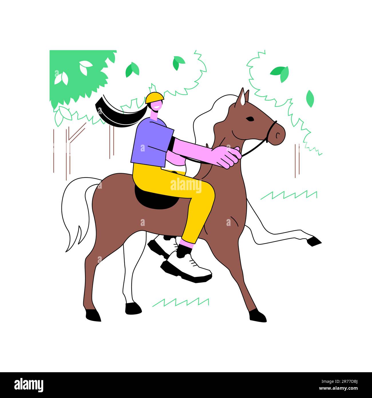 Horseback riding isolated cartoon vector illustrations. Beautiful girl ...