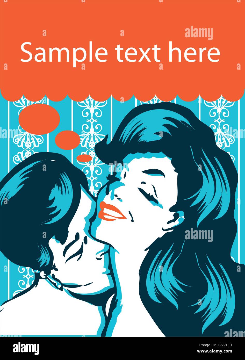 Kissing Couple retro vintage style Stock Vector Image & Art - Alamy
