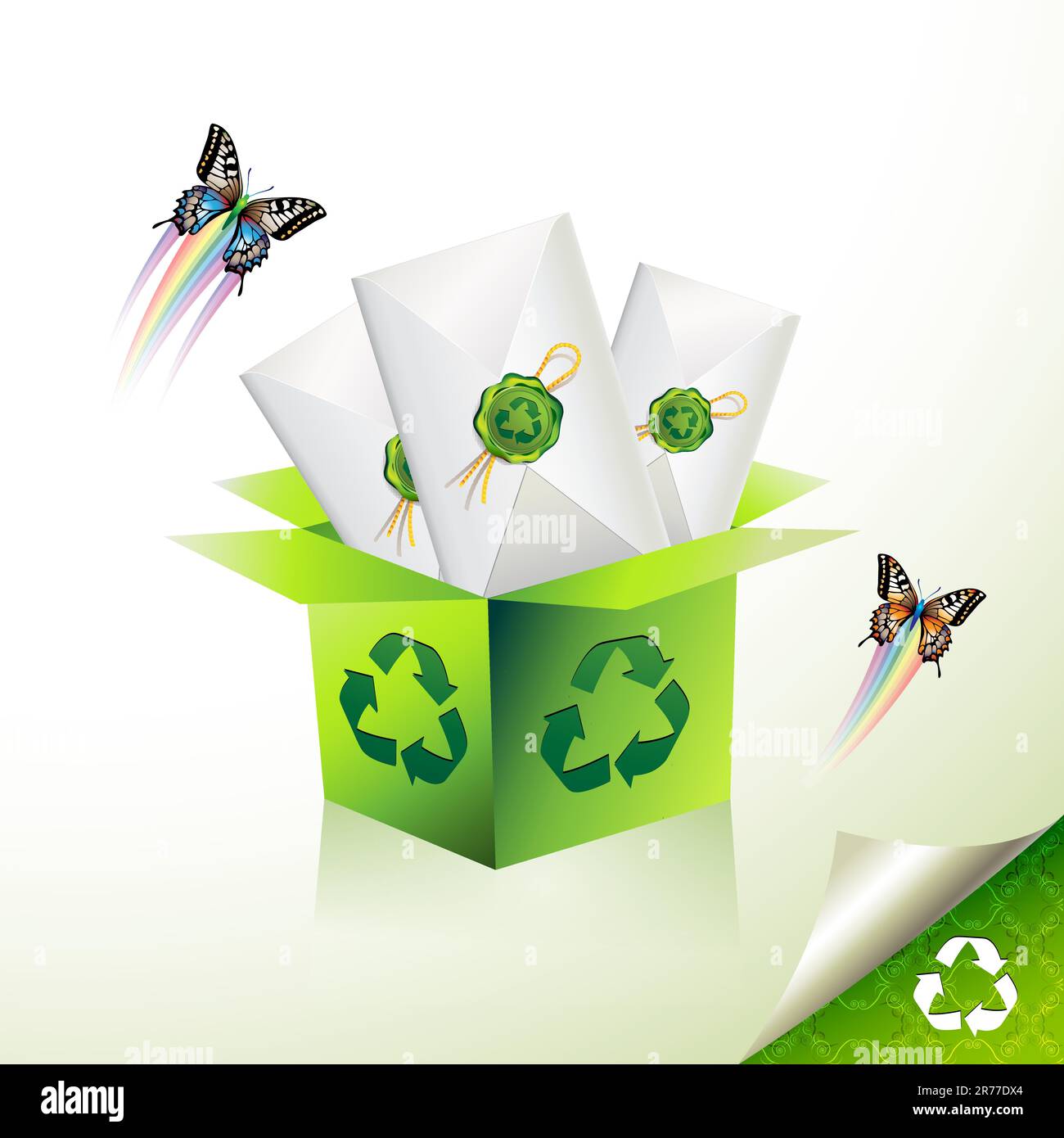 Green recycle mail box and butterflies Stock Vector Image & Art - Alamy