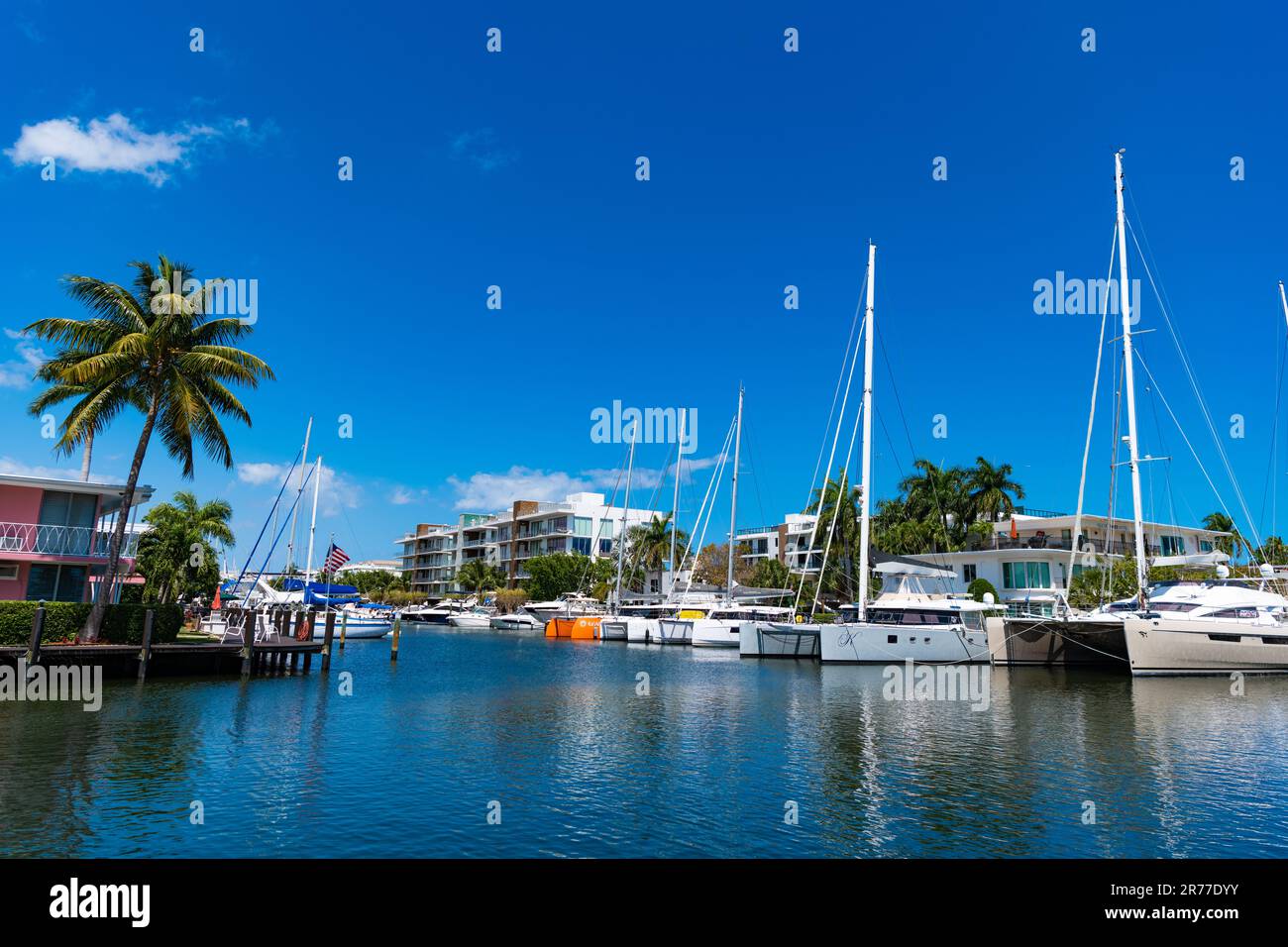 Miami, Florida USA - March 25, 2023: seaside summer harbour with ...