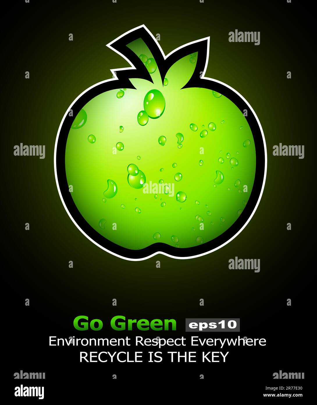 Go Green and Recycle Everything Slogan with green liquid apple for Eco ...