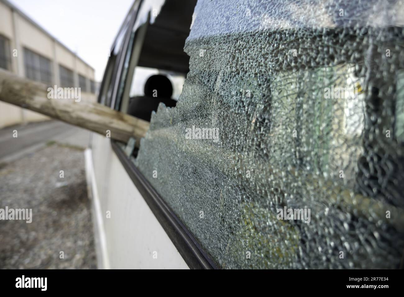 Broken car glass in accident, road safety, driving Stock Photo - Alamy