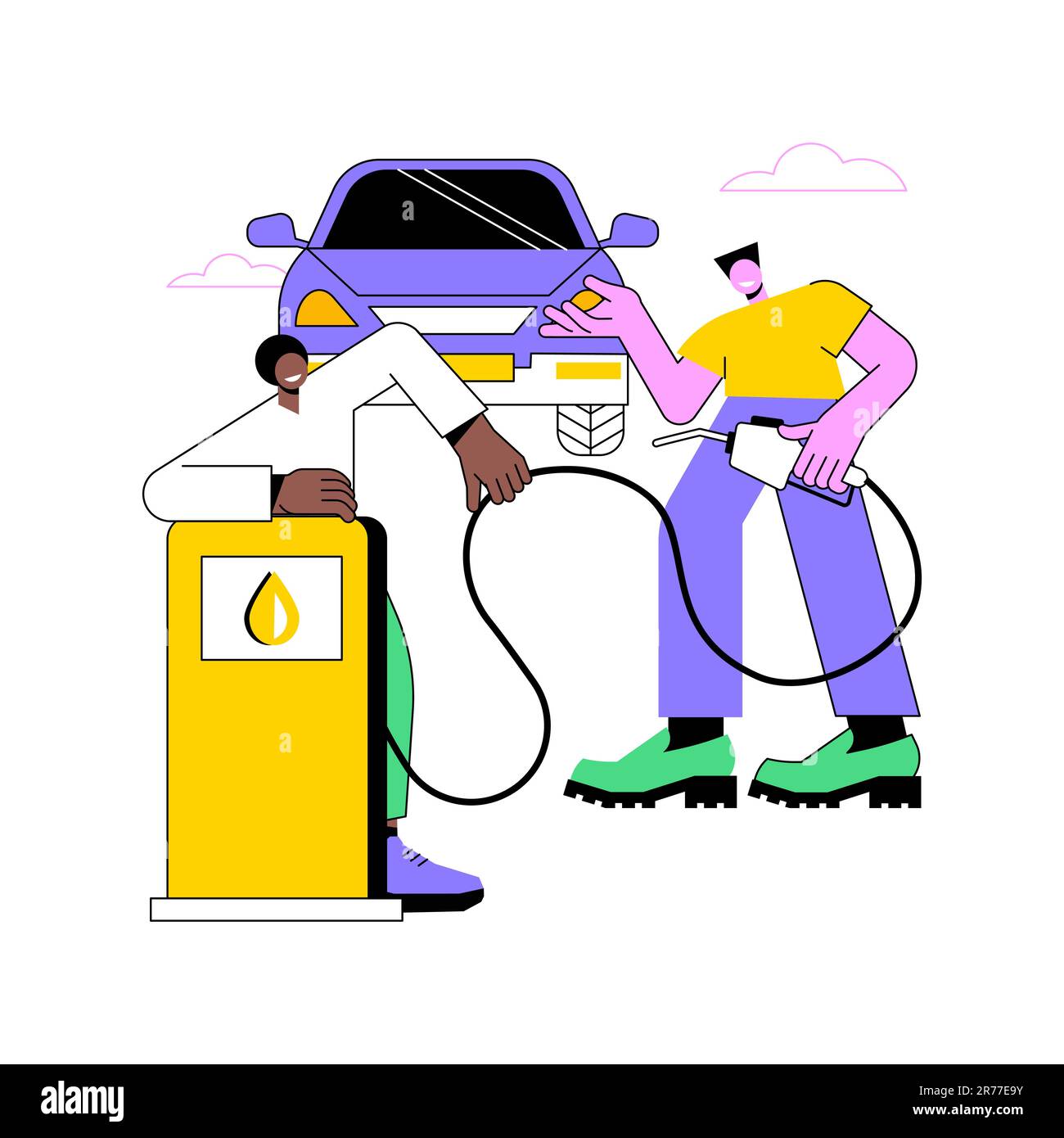 Full tank isolated cartoon vector illustrations. Smiling friends fill ...