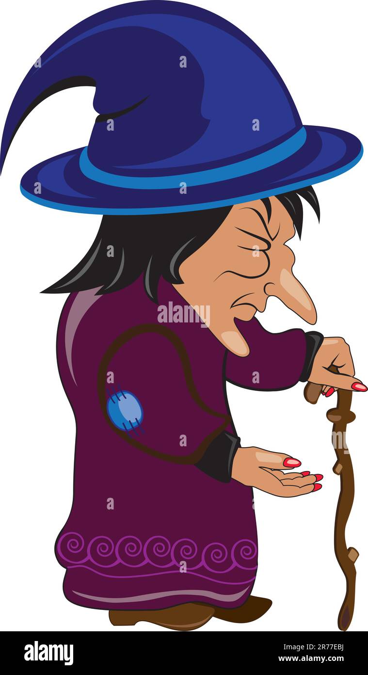 Halloween old witch. Vector illustration on white Stock Vector Image ...