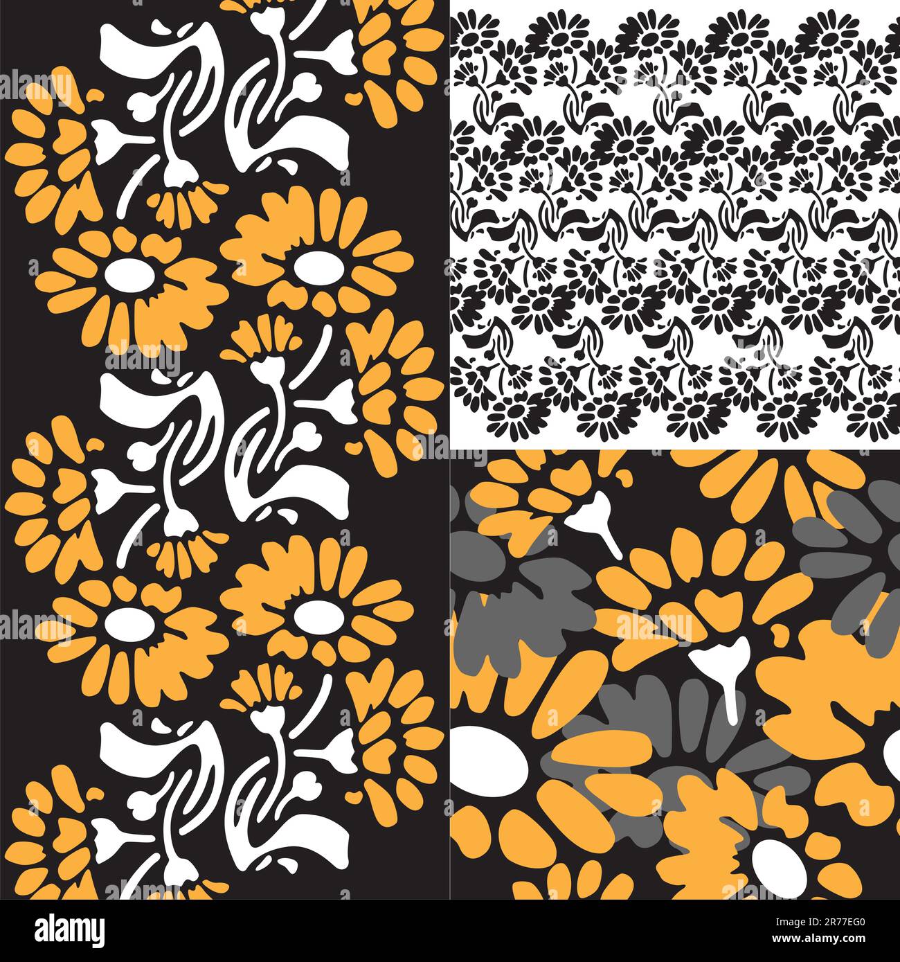 Vector illustration - floral pattern in retro night colors Stock Vector ...