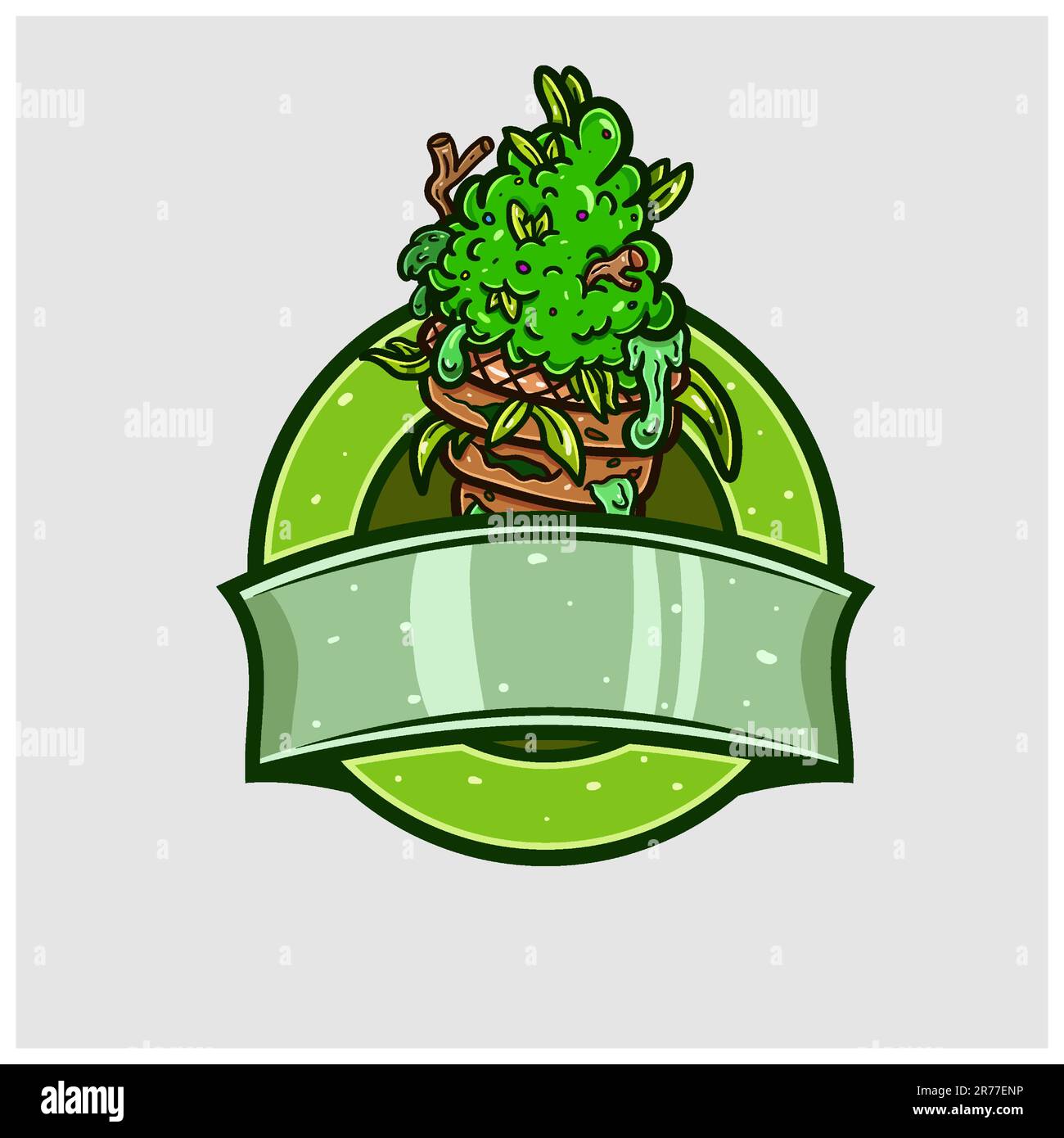 Cartoon Mascot of Weed Bud Ice Cream with Circle Blank Logo. Vector and ...
