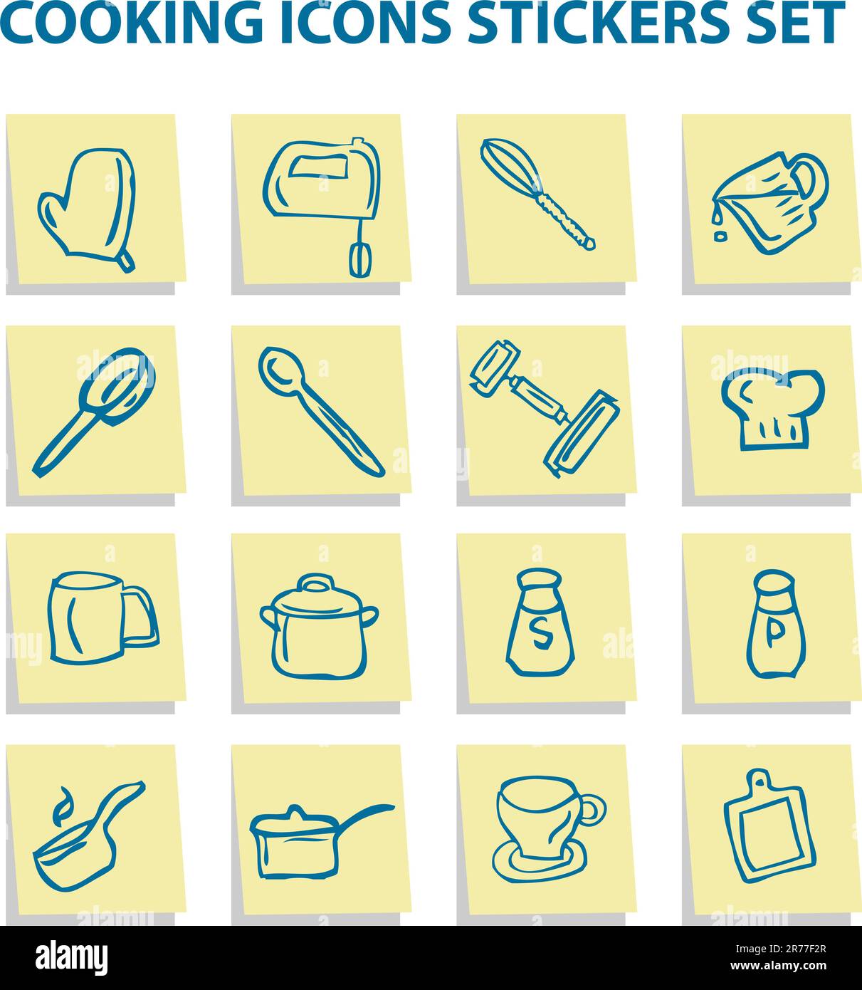 Cooking icons stickers set, kitchen elements 1 Stock Vector Image & Art ...
